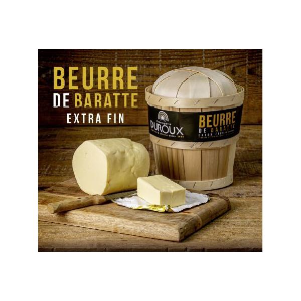 Beurre baratte extra fin en motte au sel, beurre maison Duroux